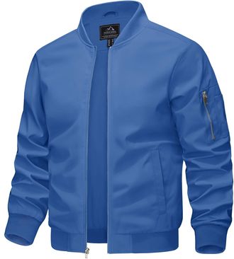 KEFITEVD Jacke Herren Dünn Leicht Übergangsjacke Sommer Herbst Bomber Blouson Männer Bomberjacke Übergang Baseball Jacke Stehkragen Königsblau 3XL