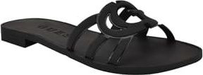 Guess Sandales plates Elyho pour femme, Noir 001, 38.5 EU
