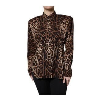 Dolce & Gabbana Leopardenmuster Seidenjacke mit Knopfleiste - - Jackets - Damen - Braun - M