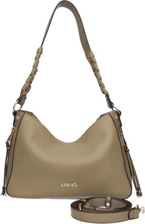 Liu Jo Femme, Sacs, Beige, Taille: ONE Size Sac Bandouli&egrave;re en Cuir Grain&eacute; avec Bandouli&egrave;re Tress&eacute;e