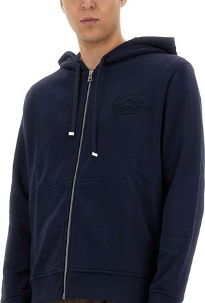Etro Cotton-Blend Hoodie - Blue