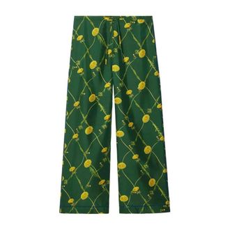 Burberry Pantalon en soie imprim&eacute; pissenlit - Femme - Pantalons - Multicolore - Taille: 38 FR