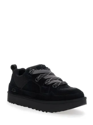 UGG Mens Lo Lowmel Black Sneakers With Mesh Inserts Leather Trainers