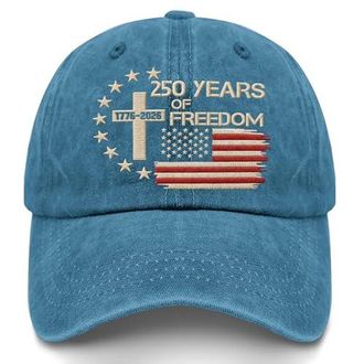 Generic US 250 Years Freedoms 1776-2026 250e anniversaire brod&eacute; casquette de baseball cool pour grand-m&egrave;re, cyan, Taille unique