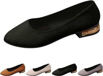 Generic Chaussures basses &eacute;l&eacute;gantes pour femme avec talon bloc en daim - Ballerines de bureau classiques - Chaussures plates l&eacute;g&egrave;res et confortables - Mocassi