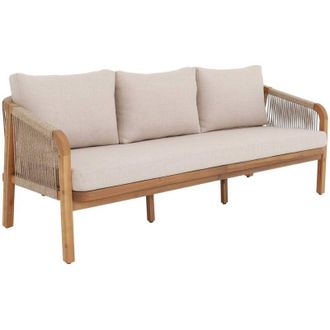 Sweeek 3-Sitzer Outdoor-Sofa aus Akazienholz, Seilbespannung und Stoff