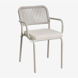 Sklum Chaise de salle &agrave; manger empilable avec accoudoirs en aluminium et corde tress&eacute;e Arhiza Sklum Vert Kaki