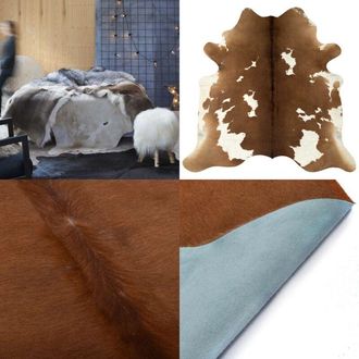 vidaXL Vidaxl - Tapis en peau de vache véritable marron et blanc 180x220 cm - Tapis En Cuir - Tapis De Cow Boy - Décoration Rustique - Tapis Vintage