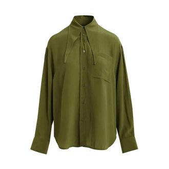 Essentiel Femme, Blouses et Chemises, Vert, Taille: 36 FR Jordana Neck Tie Shirt