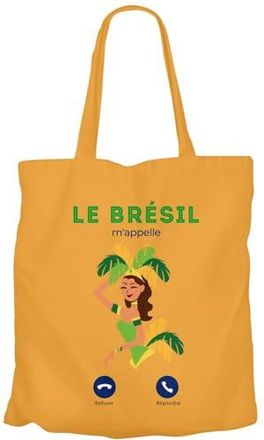 Fabulous Tote Bag Sac Shopping en Toile Orange - Le Br&eacute;sil MAppelle Carnaval Rio Plage Culture - 10 L