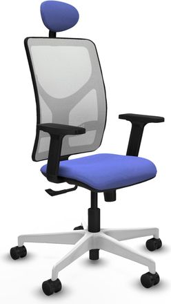 Piqueras y Crespo B&uuml;rostuhl mit 2D-Armlehnen, h&ouml;henverstellbare Lendenwirbelst&uuml;tze und festes Kopfteil, ausgestattet mit 3 Positionen und Schneidschaum, Wei&szlig;/Hellblau