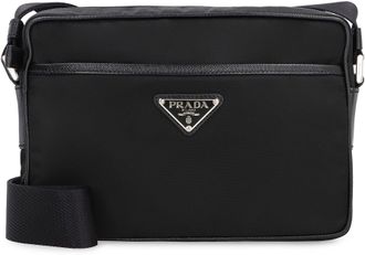 Prada Mens Messenger Bag Re-Nylon Black Calf Leather