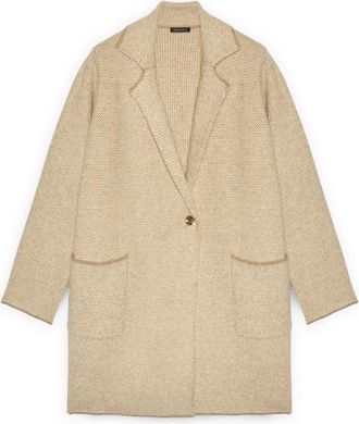 Fiorella Rubino Femme, Pulls, Beige, Taille: 44 FR Long cardigan maxi en maille