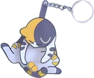 Generic Porte-clés amusant avec oeufs et chats rotatifs, pour sac à main, cadeau, jaune, taille unique