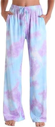 Generic Bas de Pyjama Femme Long Pantalon de Pyjama à Carreaux Pantalon de Nuit Confortable Pantalon de Loisirs avec Taille élastique Ample Pas Cher Nightwear