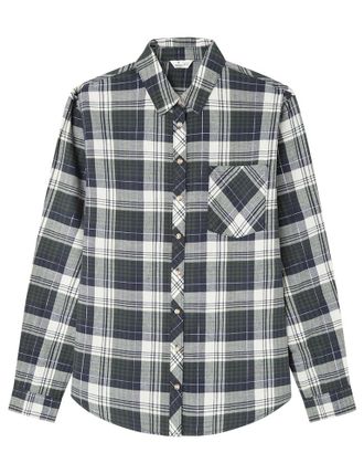Springfield Damen Regular Fit Check Shirt with Front Pocket Bluse, gr&uuml;n, 32