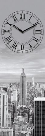 Eurographics Wanduhr aus Glas, New York Time, Skyline, grau, 20x60 cm von Eurographics