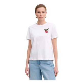 Twinset Cherry Patch T-Shirt - - Tops - Damen - Wei&szlig; - XS