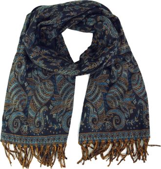 Guru Shop Weicher Pashmina Schal/Stola mit Paisley Muster - Petrol, Herren/Damen, Synthetisch