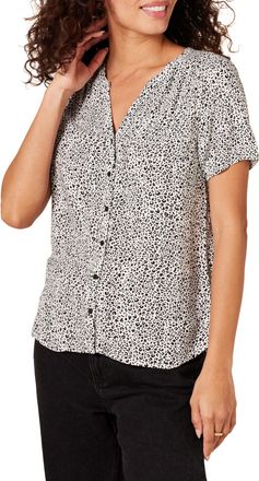Amazon Essentials Damen Kurzärmlige Webbluse Mit Lockerer Passform, Mini Leopardenmuster, XXL