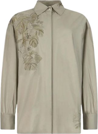 Liu Jo Femme, Blouses et Chemises, Vert, Taille: 44 FR Chemise oversize avec broderie