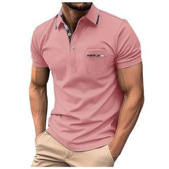 Generic Polo &agrave; manches courtes pour homme - Style d&eacute;contract&eacute; - Avec poche, rouge, XXL