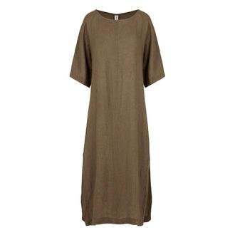 Bomboogie Femme, Robes, Brun, Taille: 40 FR Robe droite en lin