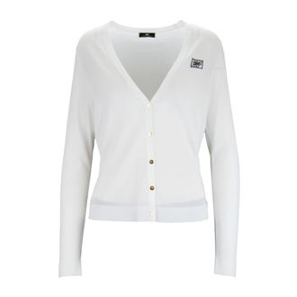 Elisabetta Franchi V-Ausschnitt Strickjacke mit Kn&ouml;pfen - - Knitwear - Damen - Wei&szlig; - XL