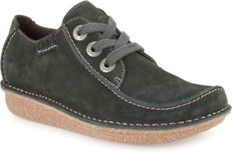 Clarks Damen Funny Dream Sneaker, Dunkelgr&uuml;nes Wildleder, 40 EU