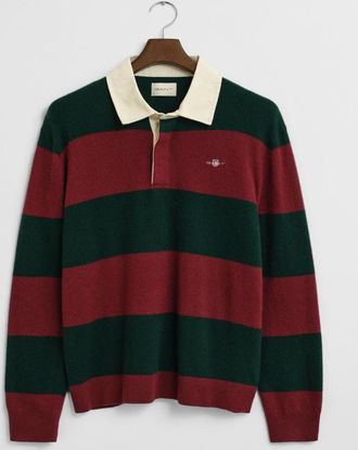 GANT Strick-Rugbyshirt aus Lammwolle mit Streifen, Regular Fit in
