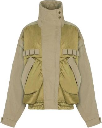 Balmain Veste Bombe en Coton et Serg&eacute; - Femme - Vestes - Vert - Taille: 36 FR