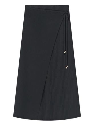 Áeron jupe longue évasée à design superposé - Noir