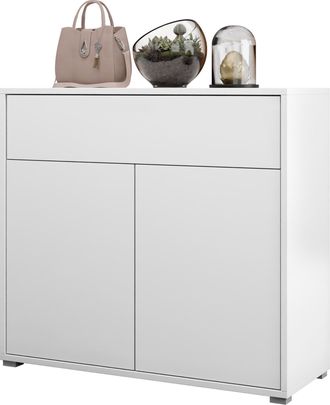 Mirjan24 Kommode mit Schublade Gesita 2D1SZ, Diele, Flur, Highboard, Mehrzweckschrank, Sideboard mit 2 T&uuml;ren f&uuml;r Wohnzimmer, Push to Open (Wei&szlig;)