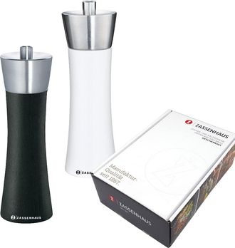 Zassenhaus Augsburg Pfeffer- und Salzmühle Set, 18 cm Größe, schwarz und weiß