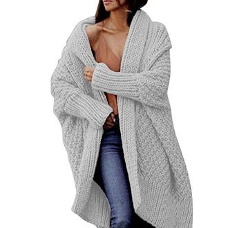 Generic Cardigan en tricot jacquard &agrave; manches longues pour femme, d&eacute;contract&eacute;, surdimensionn&eacute;, &eacute;l&eacute;gant, en tricot &eacute;pais, coupe ample, confortable, uni, cardig