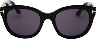 Tom Ford Sonnenbrille Mit Gl&auml;nzend Schwarzem Rahmen Und Rauchfarbenen Gl&auml;sern