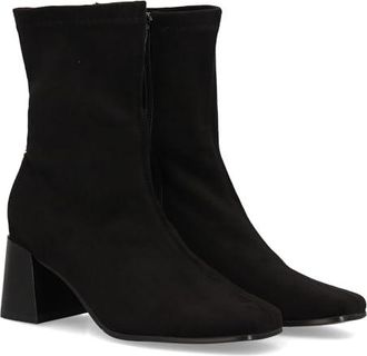 Shoes & Blues Bottines en dentelle moyenne avec finition &eacute;lastique et design minimaliste. Bout carr&eacute;, fermeture &agrave; glissi&egrave;re, ajustement confortable et stylis&eacute;. Id&eacute;a