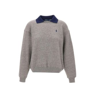 Ralph Lauren Polo-collar Fleece Crewneck Sweatshirt