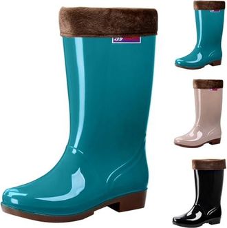 Generic Bottes de pluie montantes pour femme - Imperm&eacute;ables - Avec doublure en peluche - Chaudes et antid&eacute;rapantes - Confortables et l&eacute;g&egrave;res - Faciles &agrave; porte