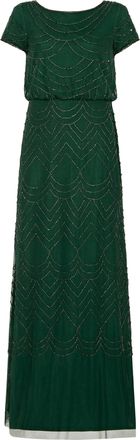 Adrianna Papell Damen Sht SLV Bluson Beaded Gwn Kleid, Staubiger Smaragd, 34