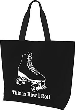 AOOEDM This Is How I Roll Roller Skates Sac fourre-tout r&eacute;utilisable en toile pour femme
