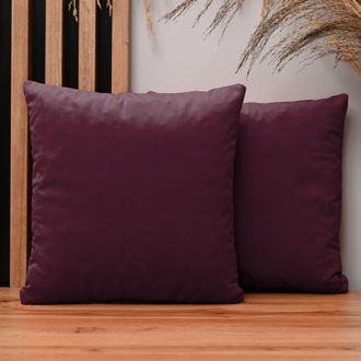 MG Design 2er Set Kissenbez&uuml;ge 50 x 50 cm in Dunkelrot - mit Rei&szlig;verschluss, samtig-weich mit dezentem Schimmer, pflegeleicht & langlebig