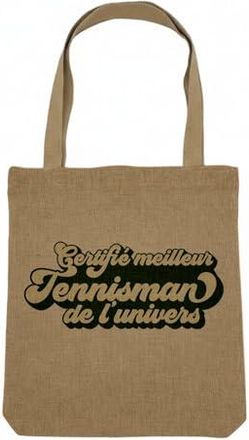 Fabulous Sac Shopping Tote Bag Aspect Lin - Certifi&eacute; meilleur Tennisman de lunivers Sport Tennis Raquette - Sac de Courses Toile Epaisse 360g Beige Naturel Cab