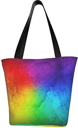 AOOEDM Sac fourre-tout de couleur arc-en-ciel pour femmes Capacit&eacute; d&eacute;paule Sacs d&eacute;picerie