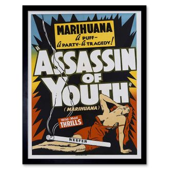 Wee Blue Coo Attentäter der Jugend Marhuana Marihuana Reefer Gerahmter Druck 30x40 cm