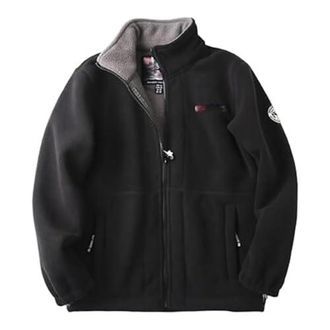 Generic Veste polaire double couche pour homme, fermeture &eacute;clair int&eacute;grale, manteau d&eacute;contract&eacute; en polaire &eacute;paisse, veste dhiver ultra chaude avec poches, Noi