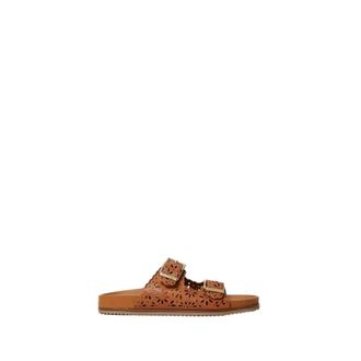 Twinset Sandales plates en cuir - Femme - Chaussures - Brun - Taille: 36 EU