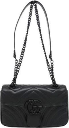 Gucci Pre-owned Sac bandouli&egrave;re matelass&eacute; GG Marmont en cuir Chevron - Femme - Pre-owned - Noir - Taille: ONE Size