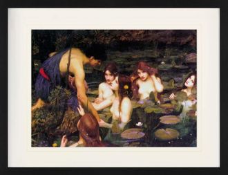1art1 John William Waterhouse Poster Hylas Und Die Nymphen, 1896 Gerahmtes Bild Mit Edlem Passepartout | Wand-Bilder | Im Bilderrahmen 80x60 cm