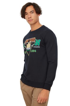 Trendyol Trendyol Man Young Regular Standard Crew Neck Woven Sweatshirt Navy Blue